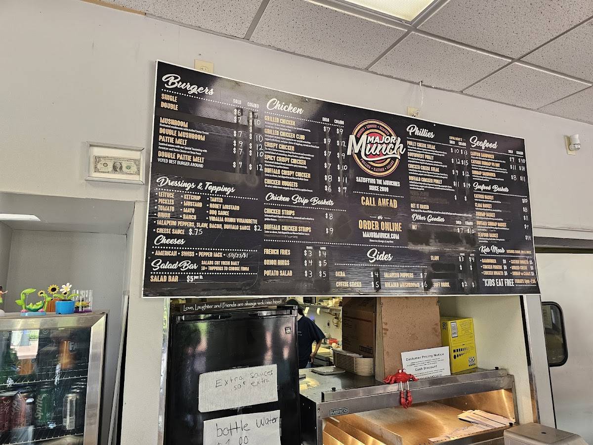 Menu at Major Munch restaurant, Evansville