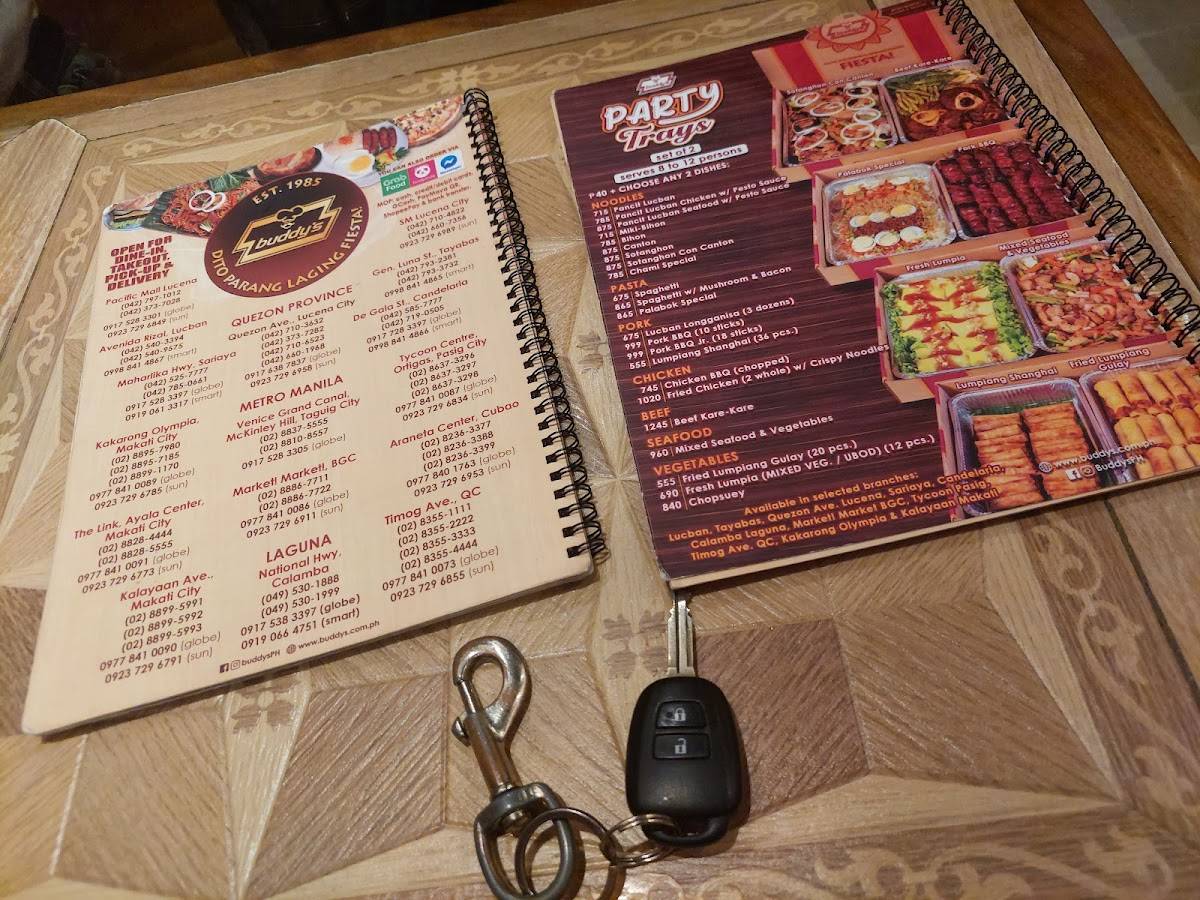 Menu at Buddy’s Pancit Lucban at Longganisang Lucban restaurant, Makati