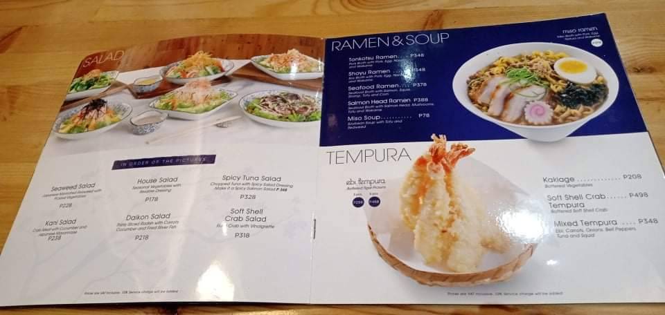 Menu at Koku restaurant, Makati