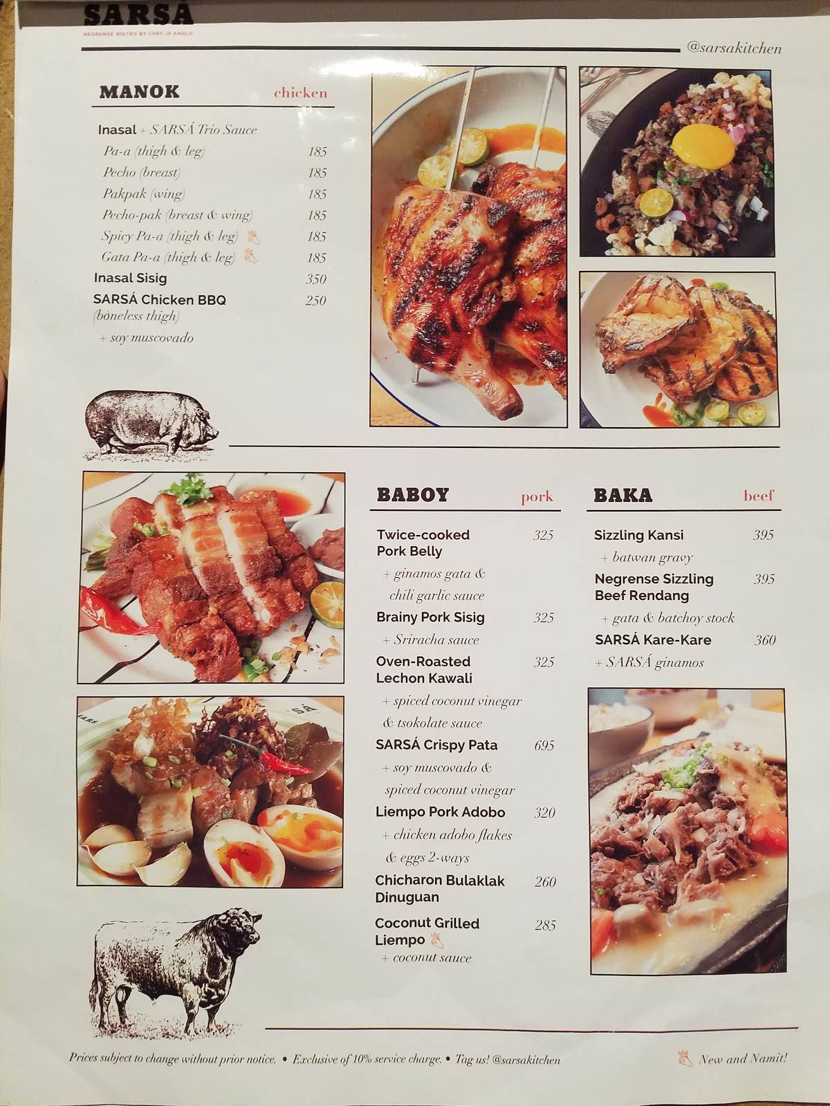 Menu at Sarsá Kitchen + Bar, Makati, 109 Rada
