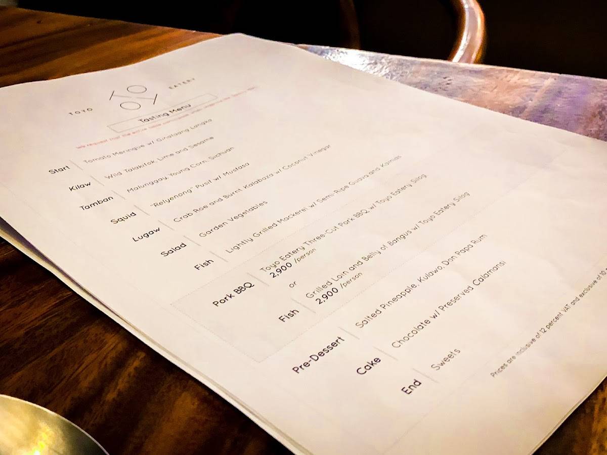 Menu at Toyo Eatery restaurant, Makati, 1231 Chino Roces Ave Ext