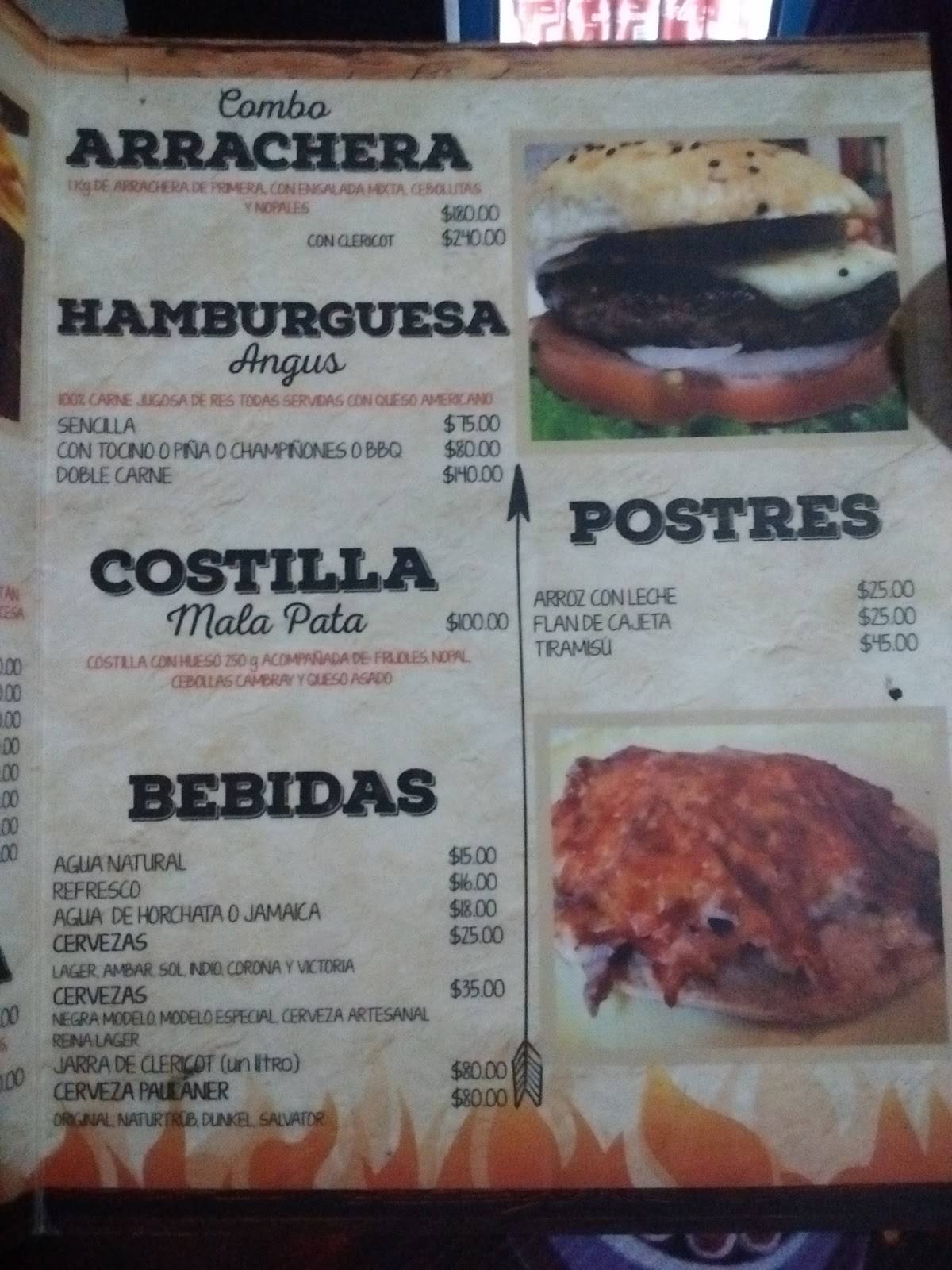 Carta del pub y bar Mala Pata, Ciudad López Mateos