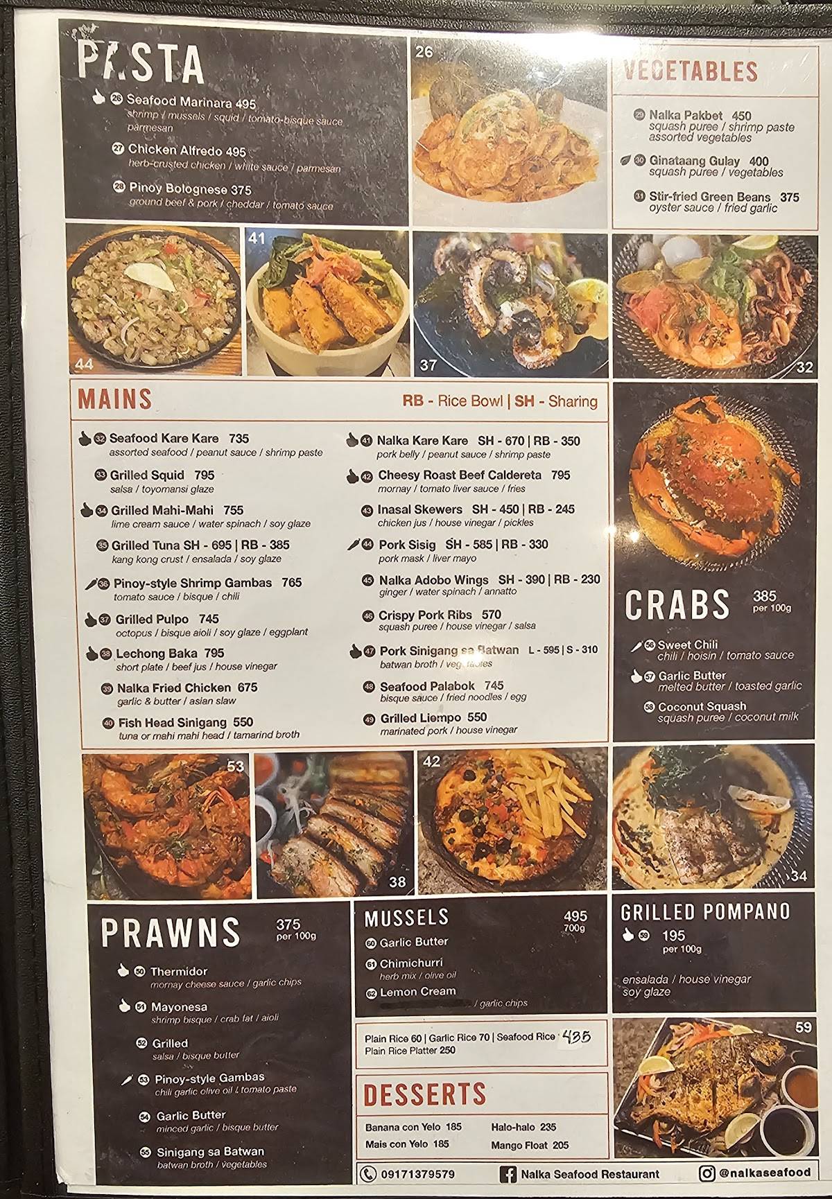 Menu at Nalka Seafood and Oyster Bar, Malay