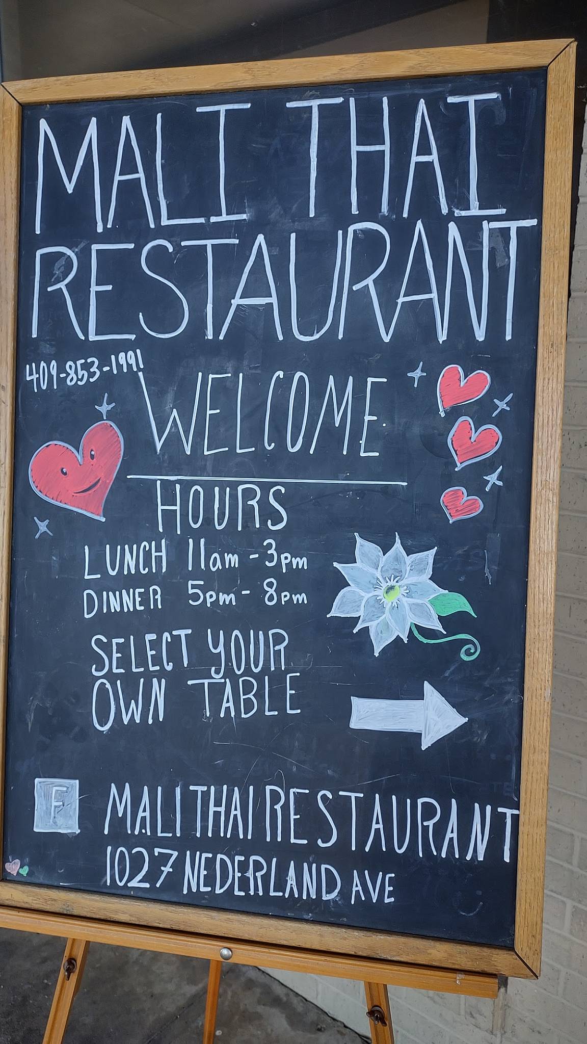 Menu at Mali Thai Restaurant, Nederland