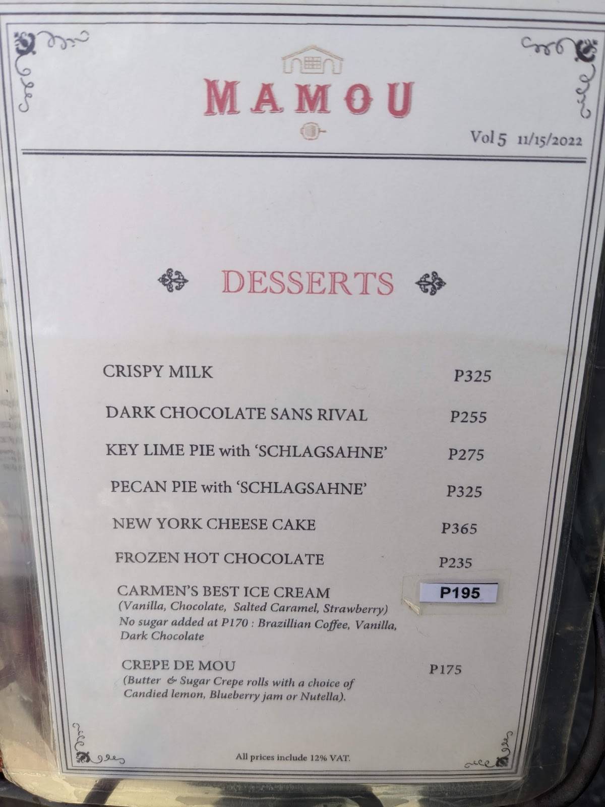 Menu at Mamou - A Home Kitchen steakhouse, Taguig, Mcarthur Avenue ...