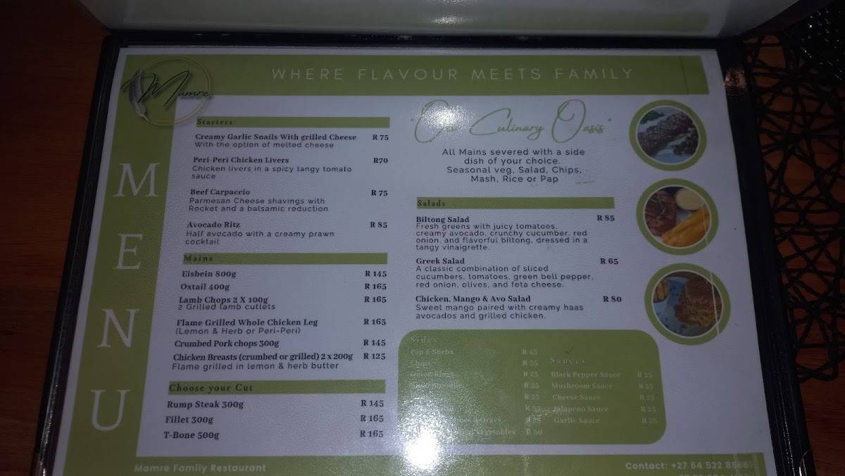 Speisekarte von Mamre Family Restaurant & Conference Centre - Polokwane ...