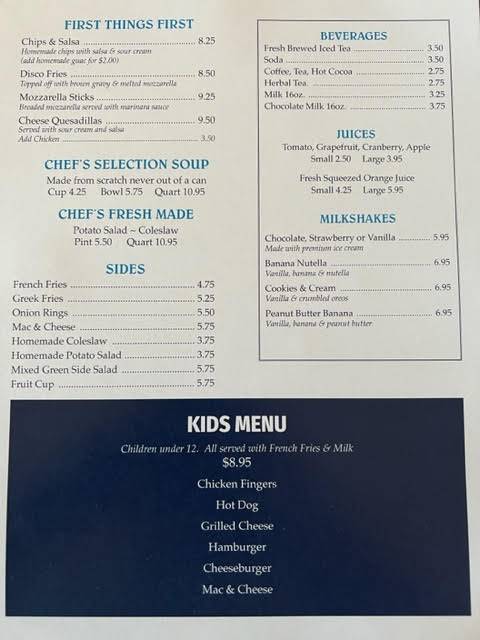 Menu at Paramount Diner restaurant, Manasquan