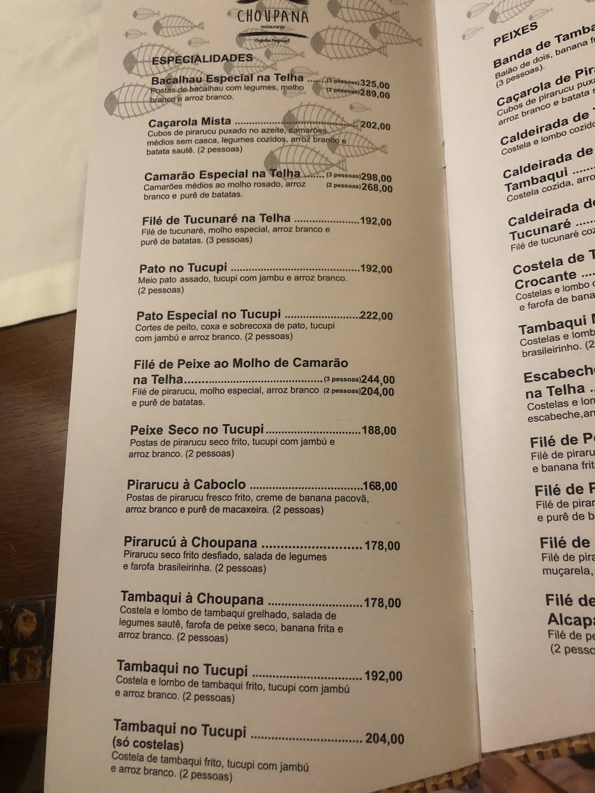 Menu em Choupana Cozinha Regional restaurante, Manaus