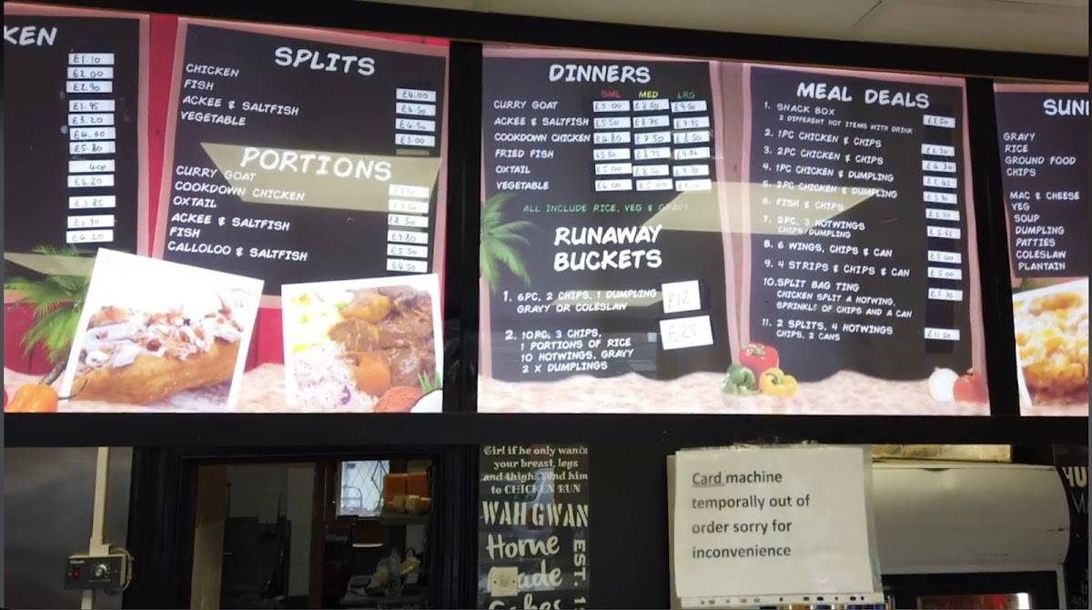 Menu at Chicken Run Manchester fast food, Manchester, 6 Yarburgh St