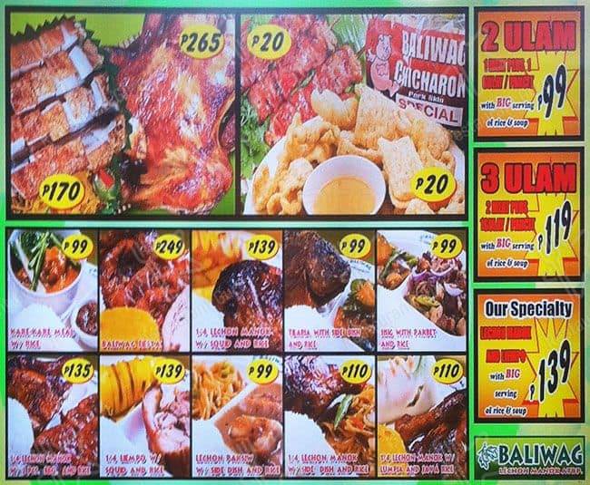 Menu at Baliwag Lechon Manok Liempo restaurant, Mandaluyong, 159 Rt ...