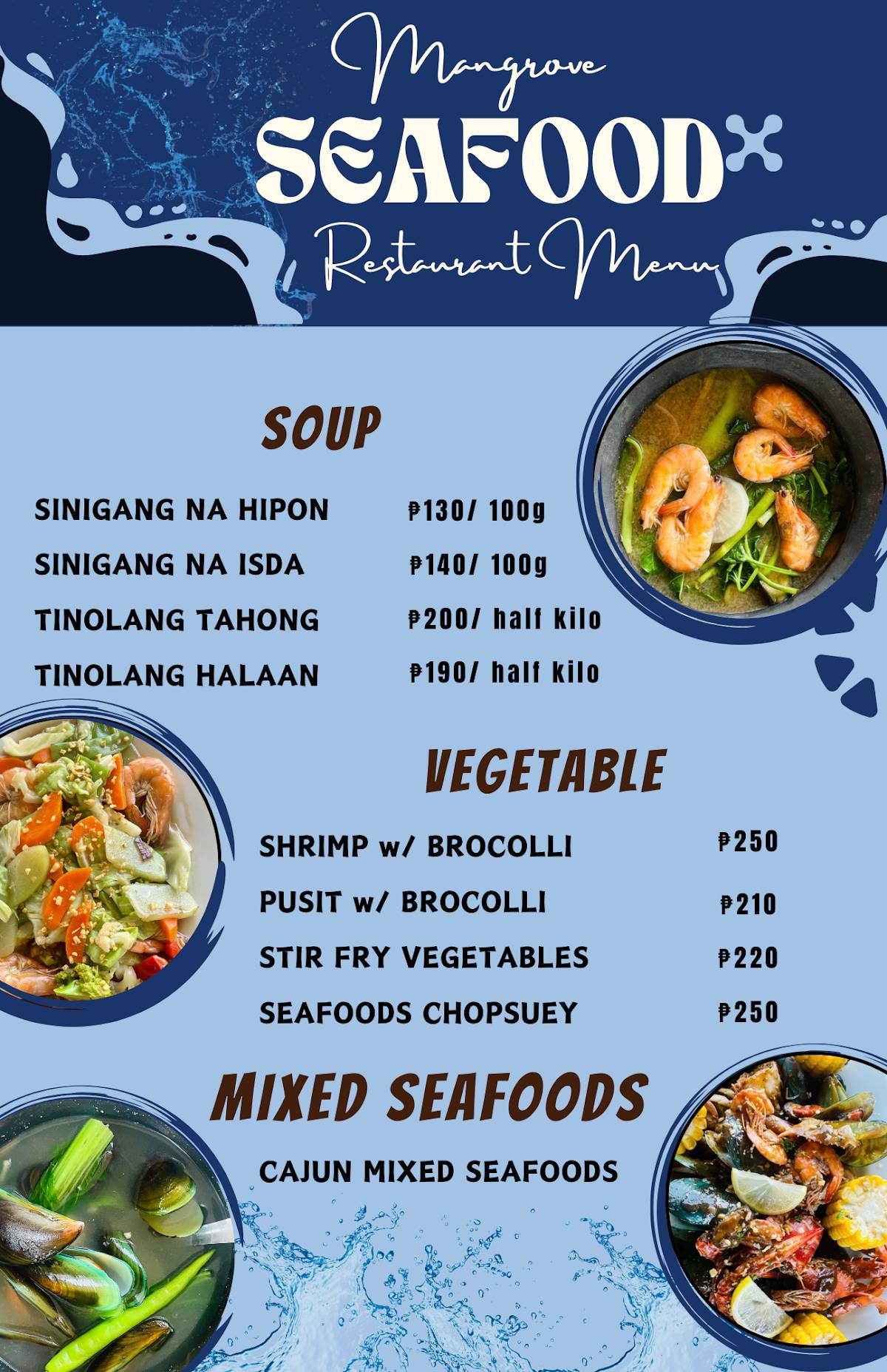 Menu at Mangrove Seafoods Restaurant, Sariaya