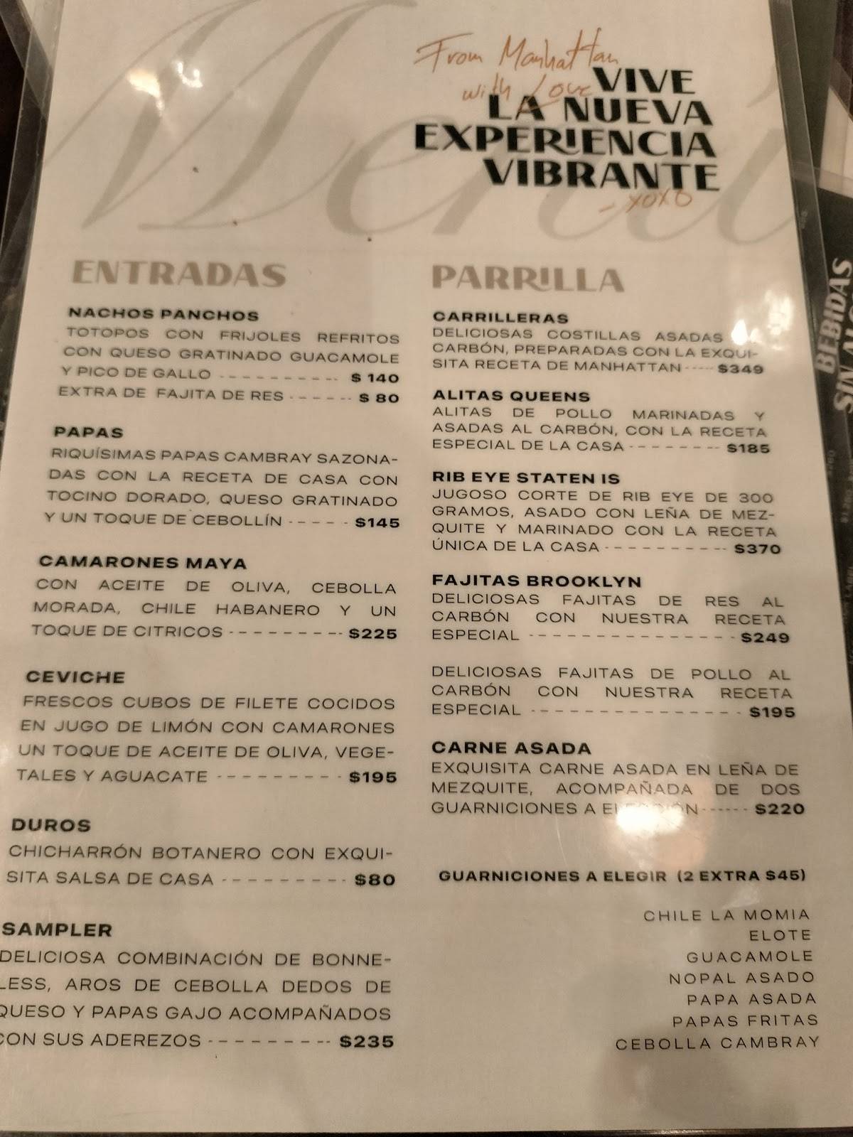 Menu at Manhattan Bar - Botanero, Ciudad Victoria