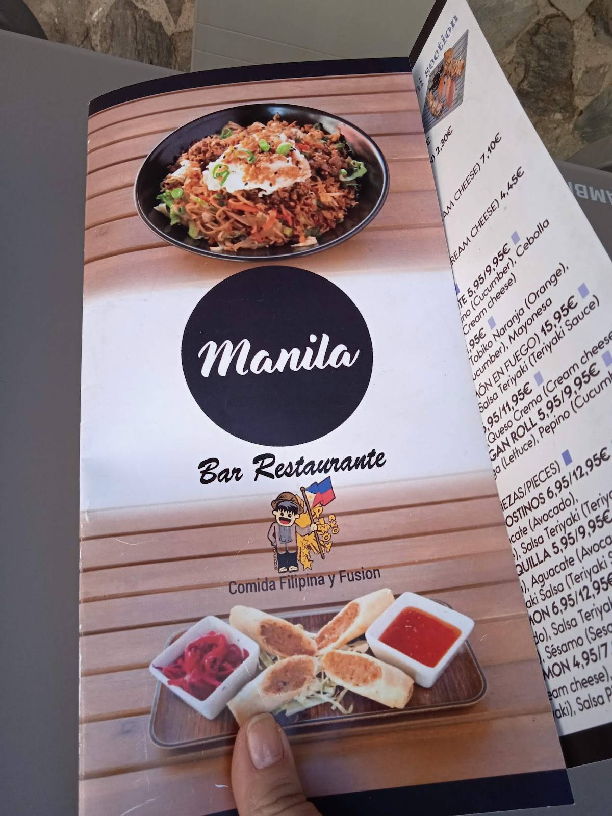 Carta de Manila Restaurante, Cúllar Vega