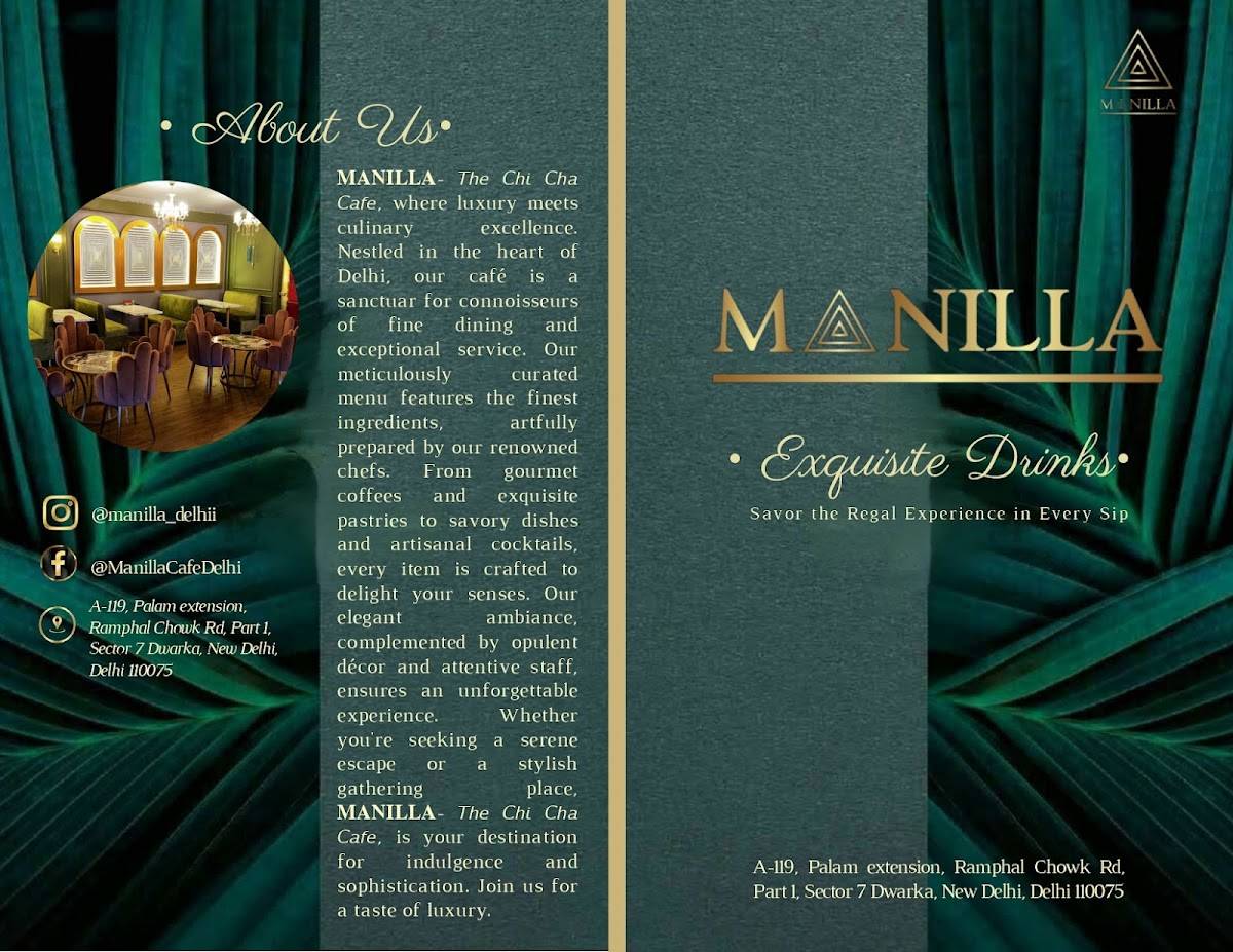 Menu at Manilla Cafe, New Delhi