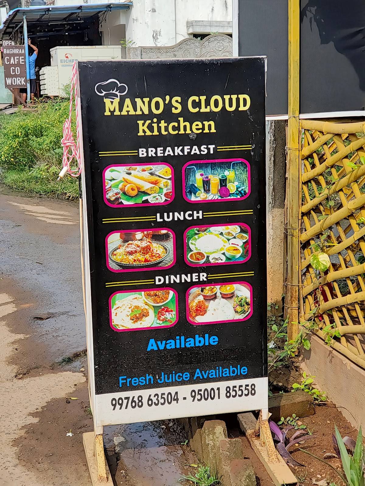 Menu at Mano's cafe, Kuilapalayam