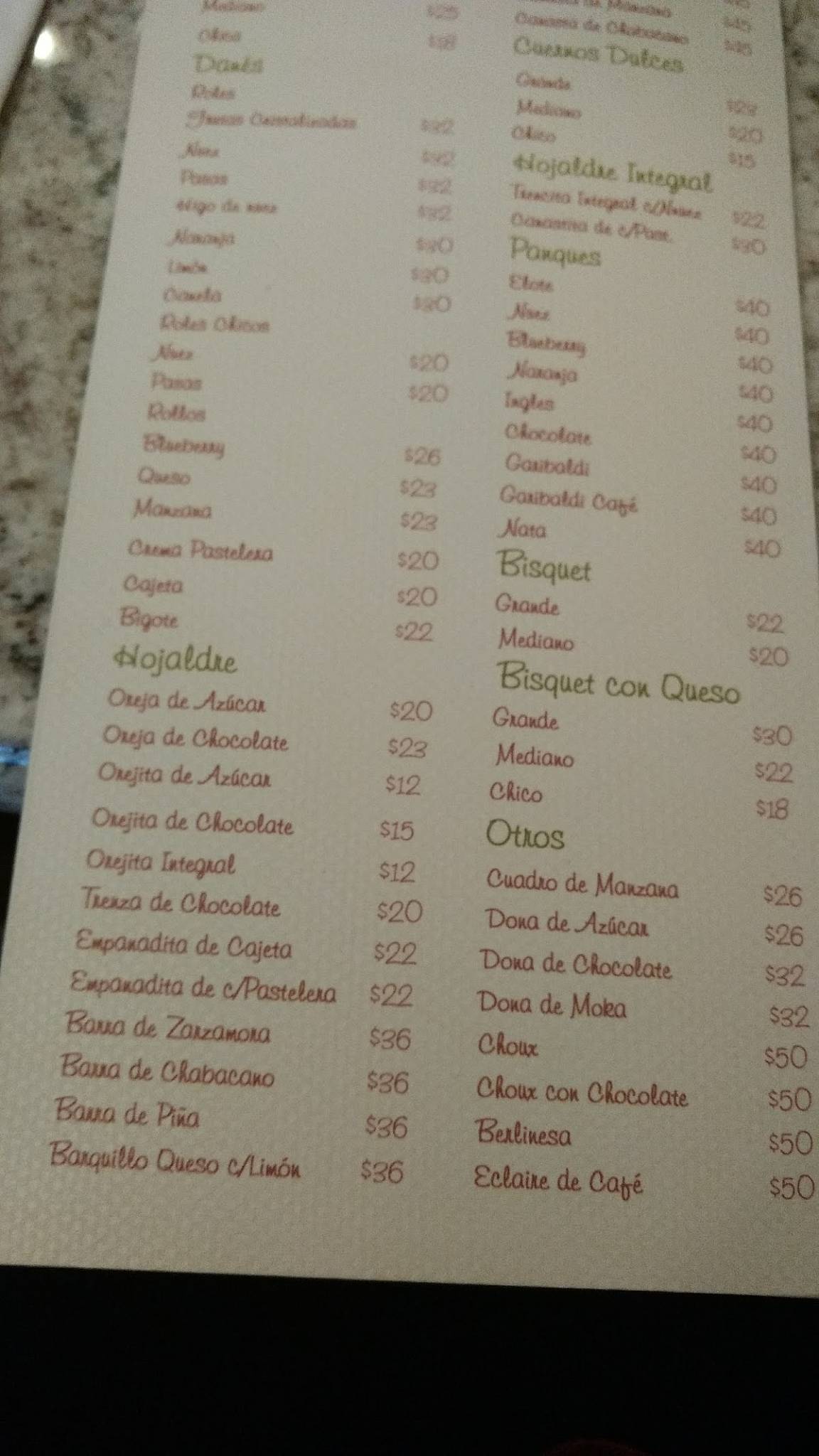 Carta de MAQUE café, Ciudad de México, Calle Ozuluama 4