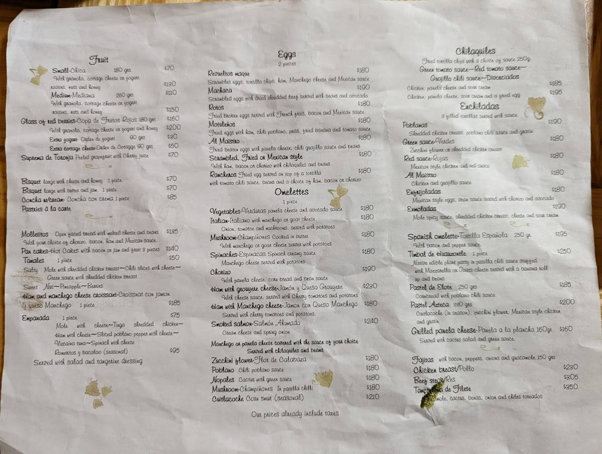 Carta de MAQUE café, Ciudad de México, Calle Ozuluama 4