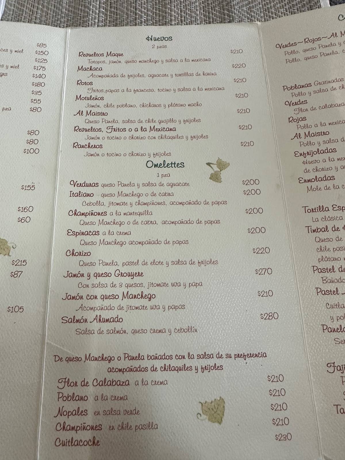 Carta de MAQUE café, Ciudad de México, Calle Ozuluama 4