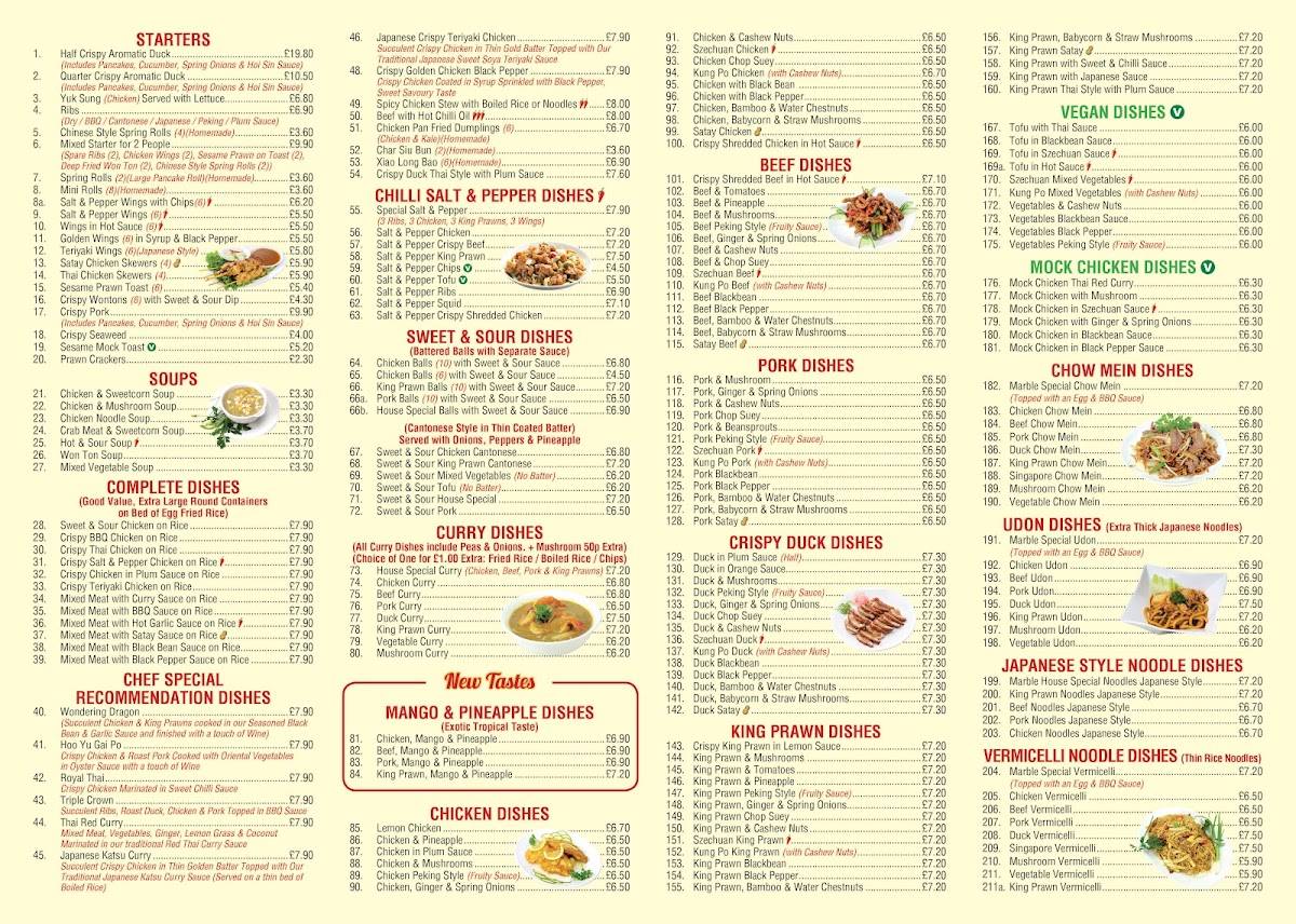 Menu at Marble fast food, Donnington