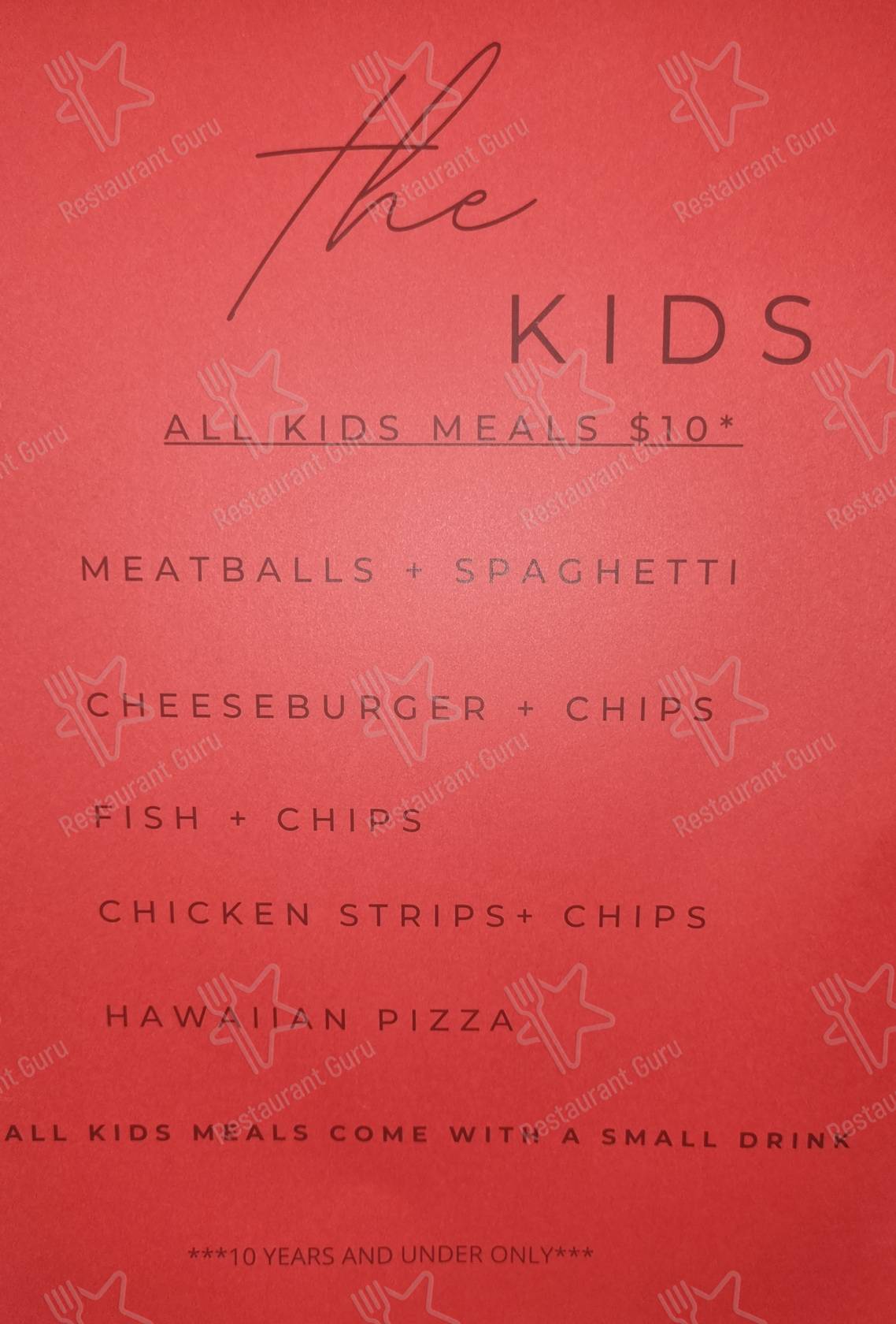 Menu at Bosca's Bar and Bistro, Mareeba