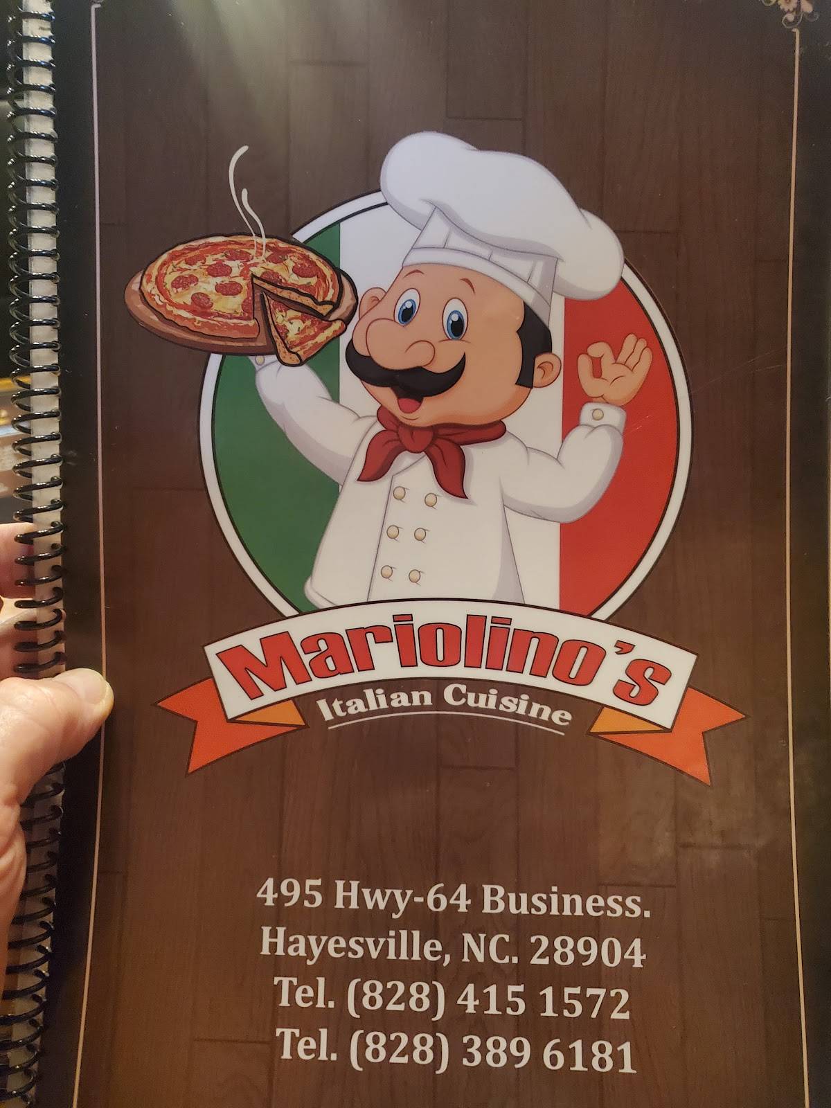 Menu at Mariolino’s Italian Cuisine restaurant, Hayesville