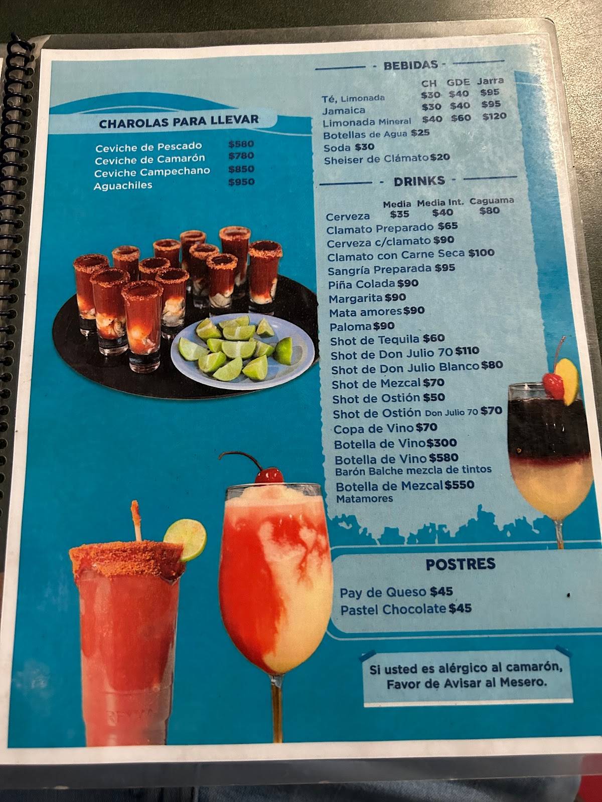 Carta del restaurante Mariscos Los Compadres, Mexicali, Av Pdte Gómez ...