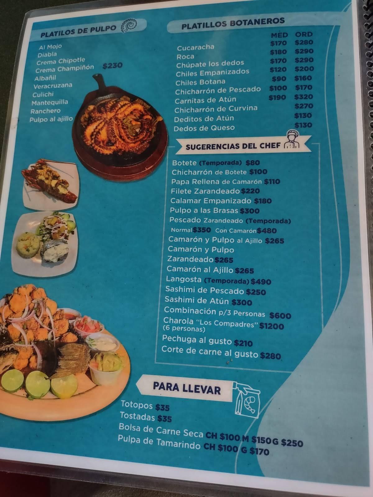 Menu at Mariscos Los Compadres restaurant, Mexicali, Av Pdte Gómez ...