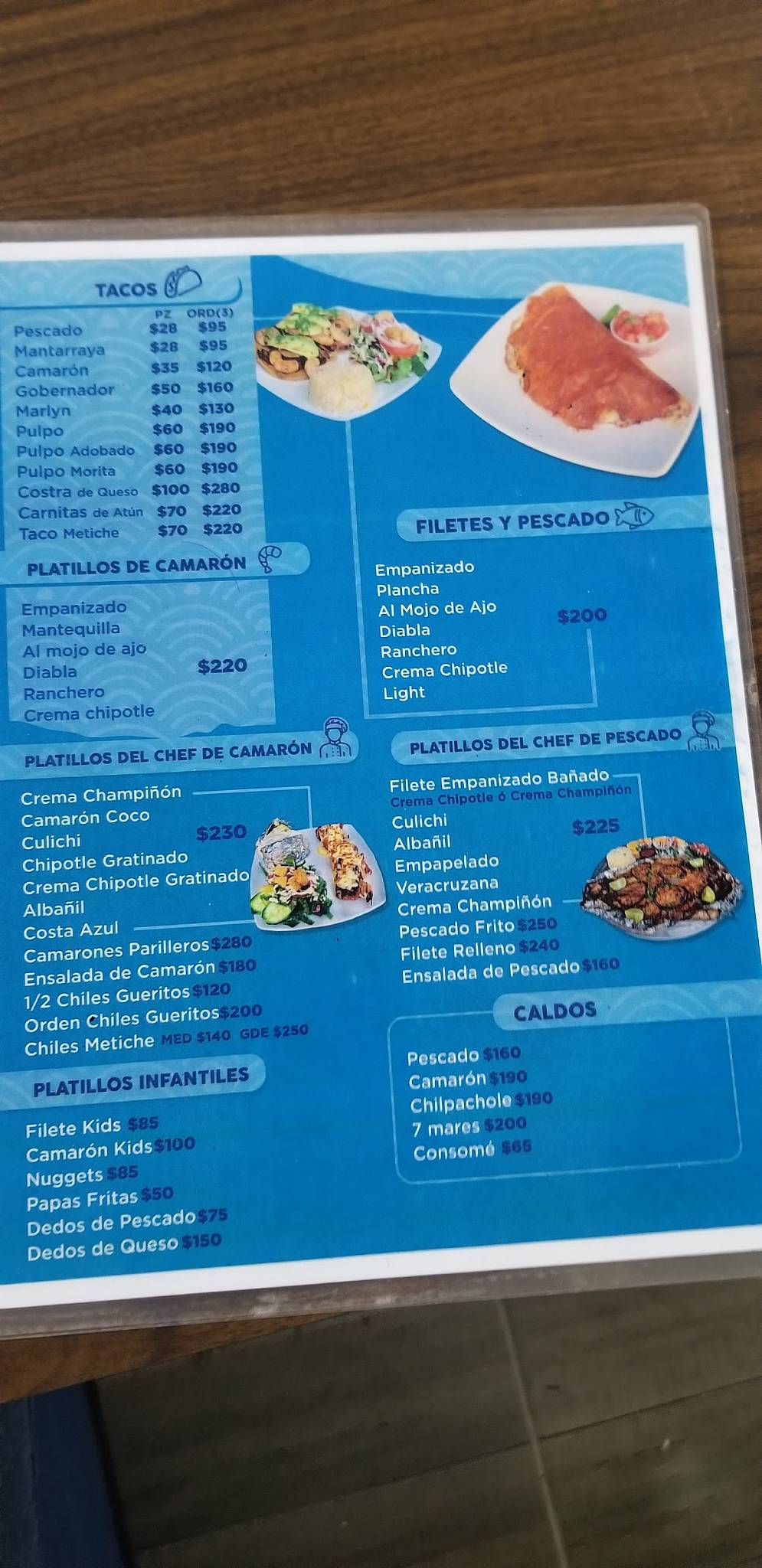 Menu at Mariscos Los Compadres restaurant, Mexicali, Av Pdte Gómez ...