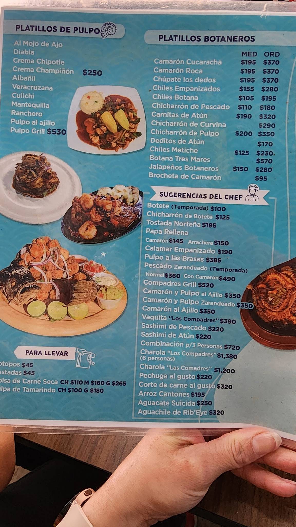 Menu at Mariscos Los Compadres restaurant, Mexicali, Av Pdte Gómez ...