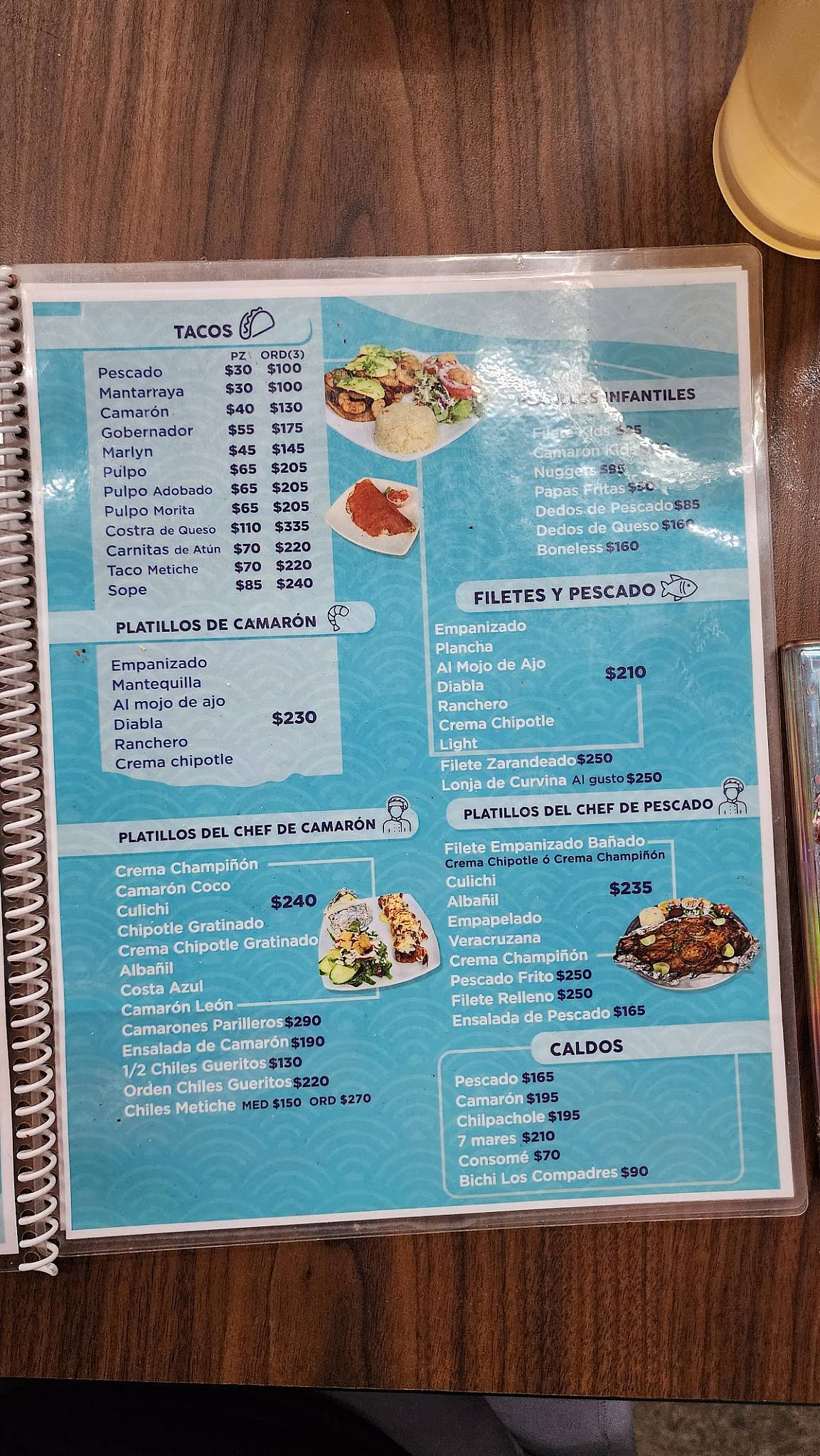 Menu at Mariscos Los Compadres restaurant, Mexicali, Av Pdte Gómez ...