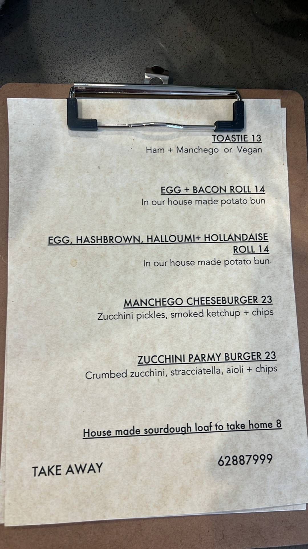 Menu at Marla Singer restaurant, Bellerive
