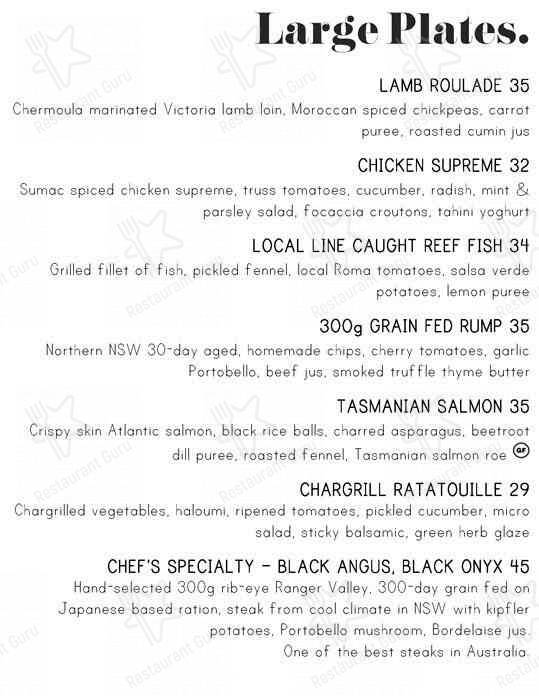 Menu at Marlin Bar, Hope Island