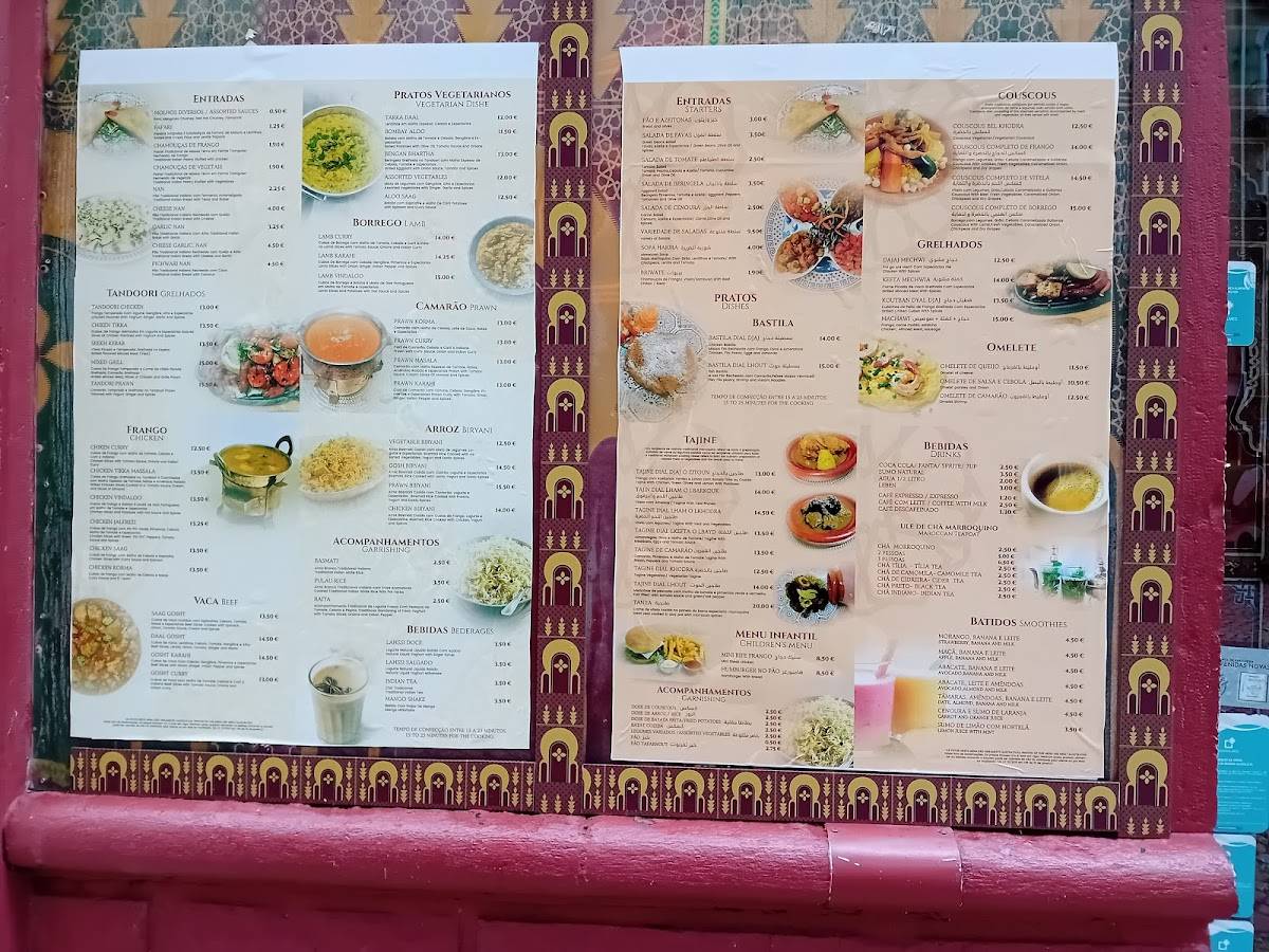 Menu at Marrakesh restaurant, Lisbon
