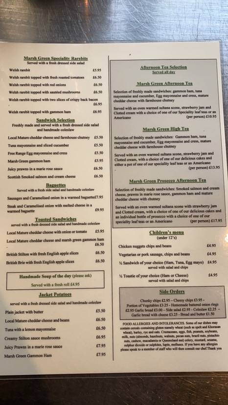 Menu at Marsh Green Farm Shop cafe, Chesterfield