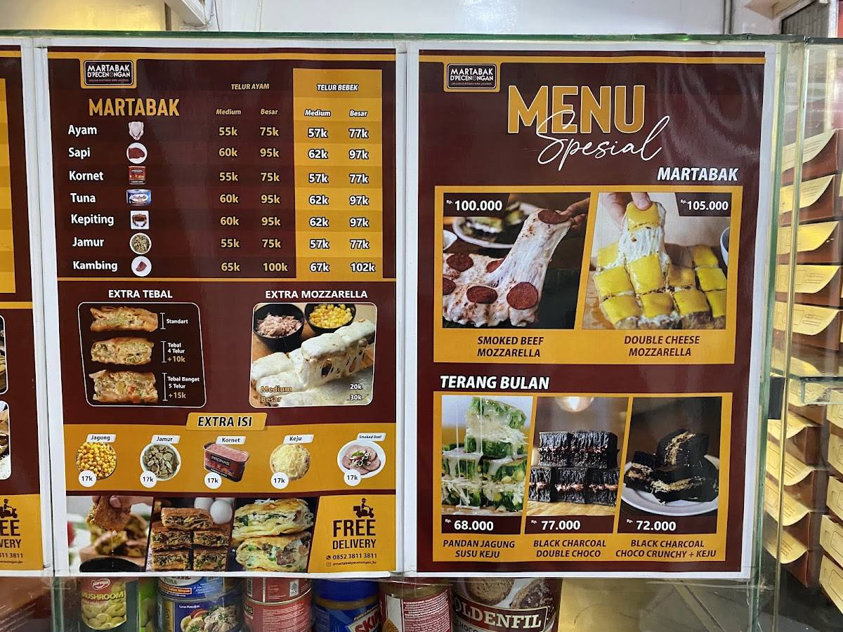 Menu at Martabak D'Pecenongan restaurant, Jember