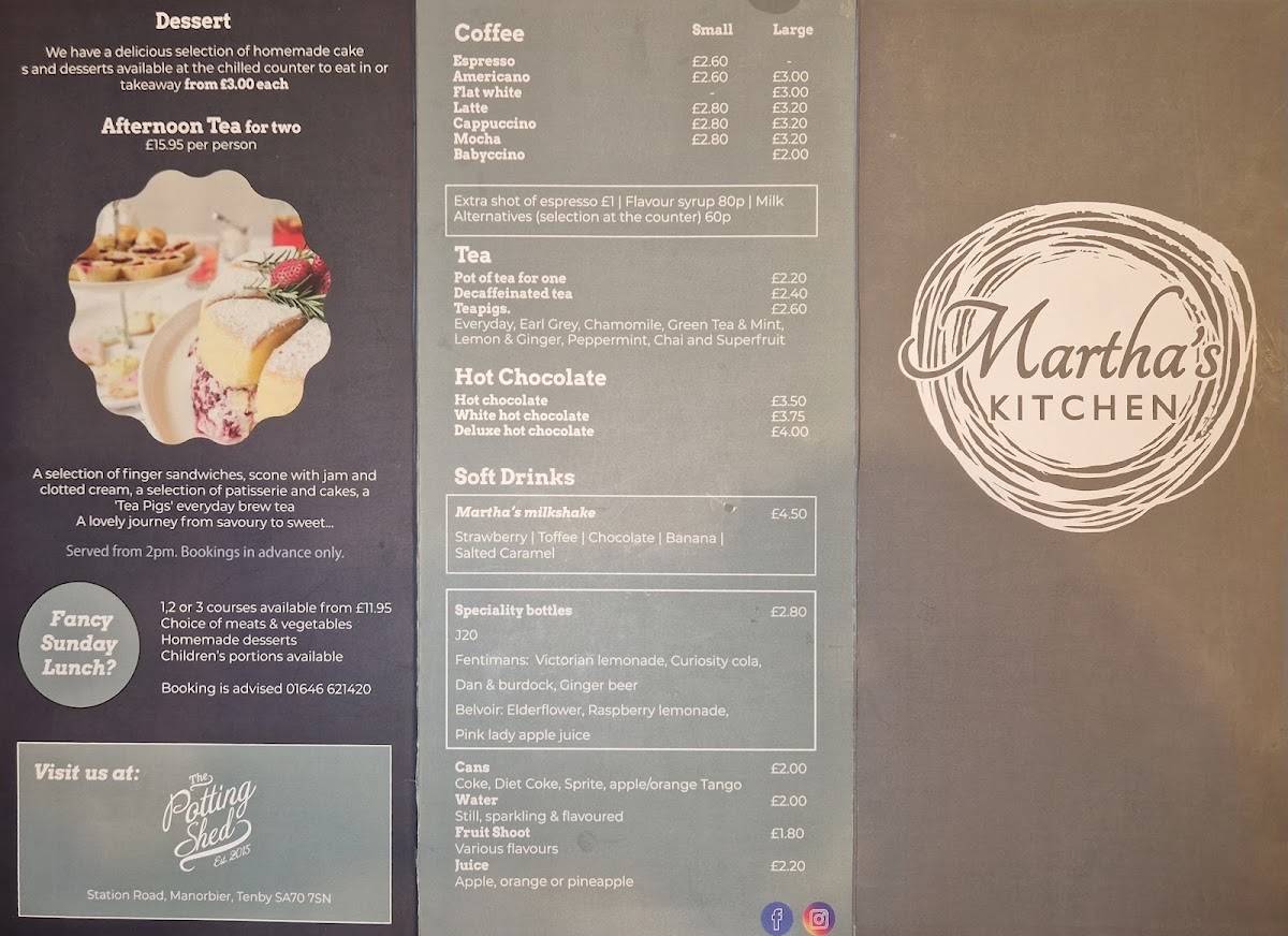 Menu at Martha’s Kitchen restaurant, Pembroke Dock