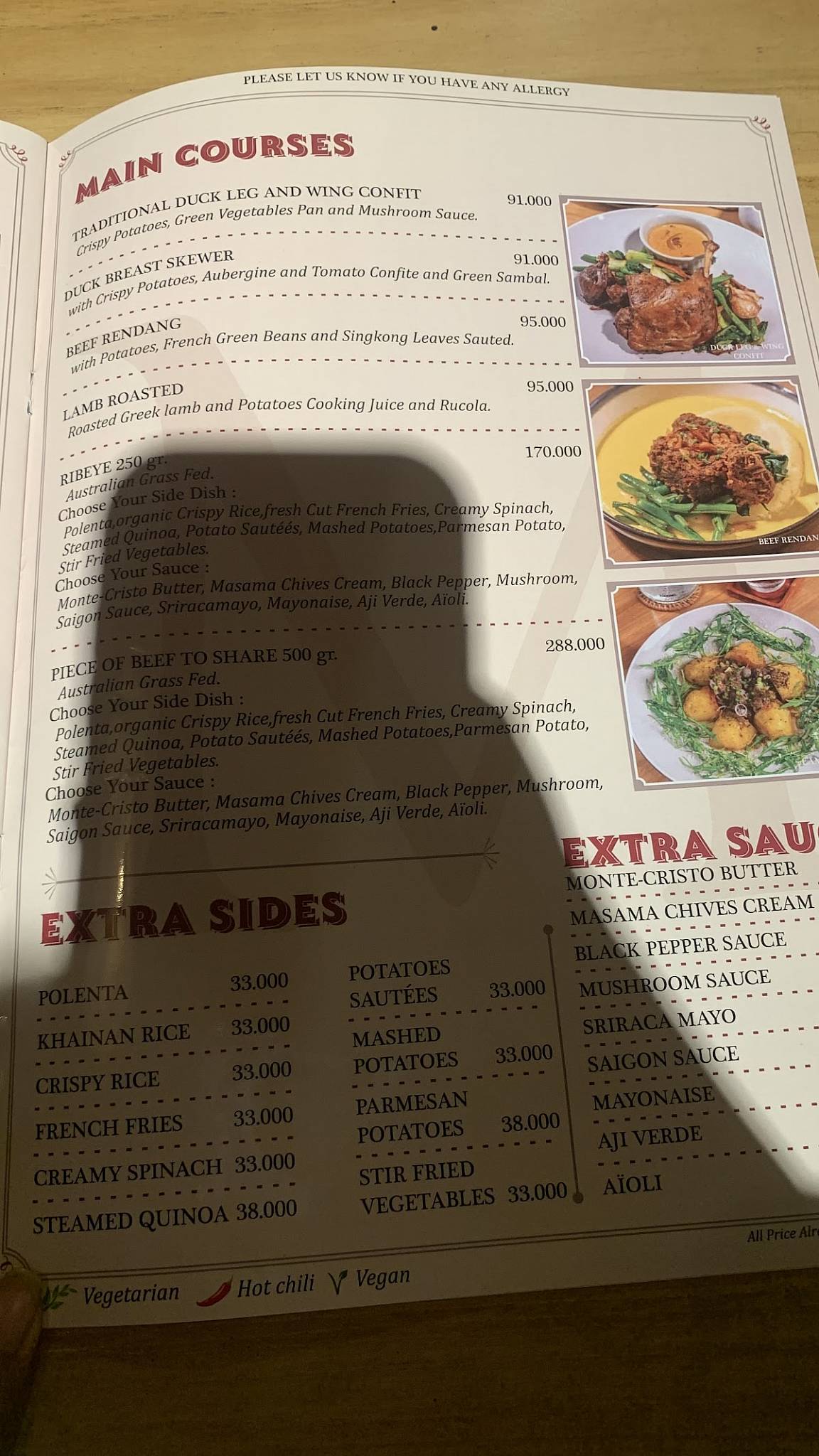 Menu at Masama by Kamil restaurant, Yogyakarta