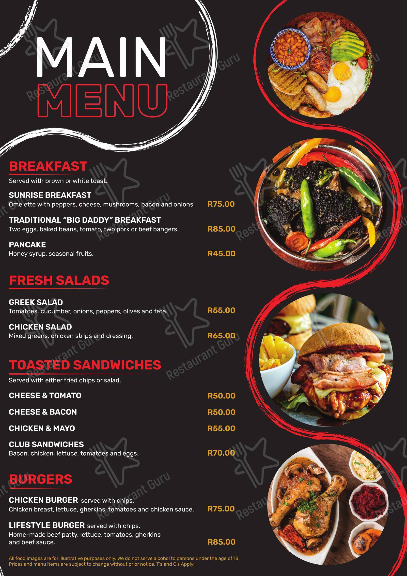Menu at Max's Lifestyle pub & bar, Durban, Durban
