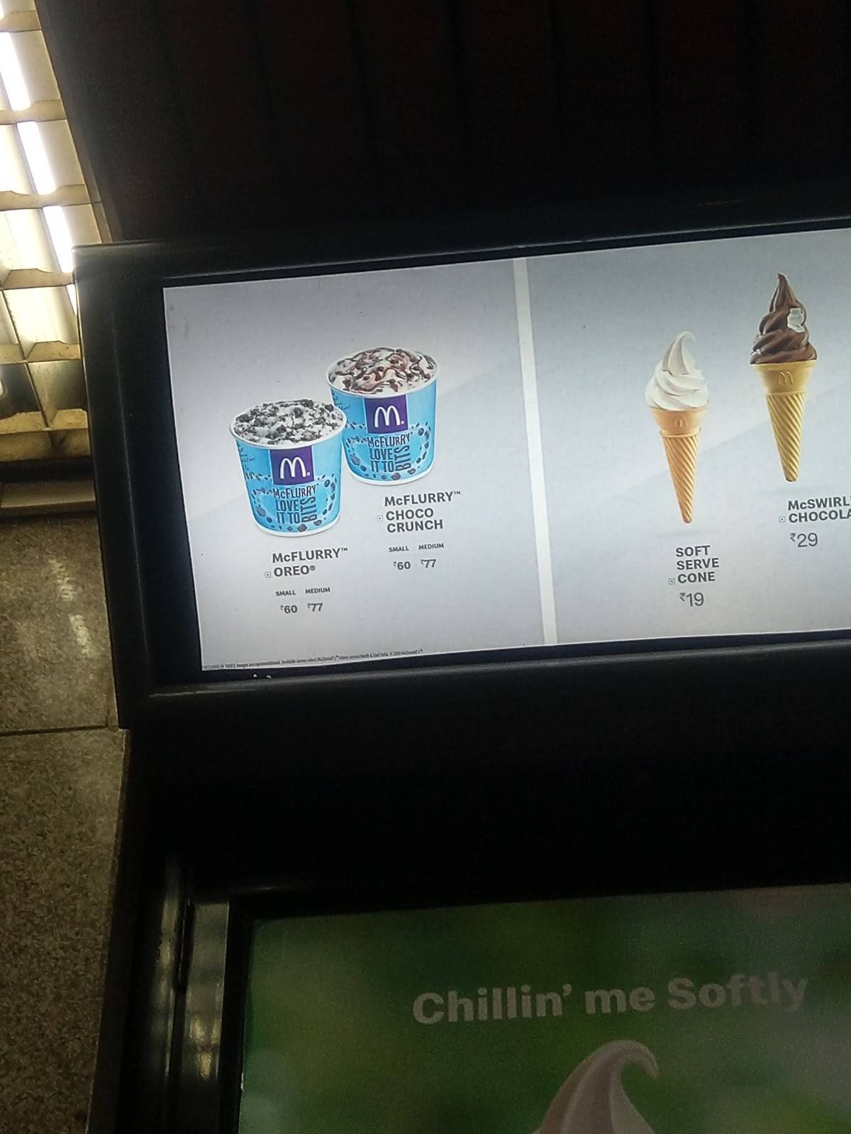 Menu at McDonald's India, Delhi, F-14/15 2nd Main Road