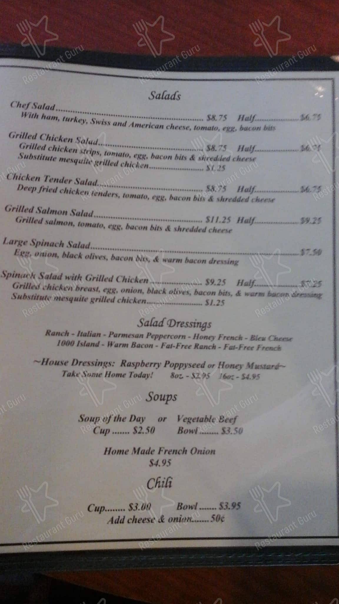 Menu at Meadows Restaurant, Springfield