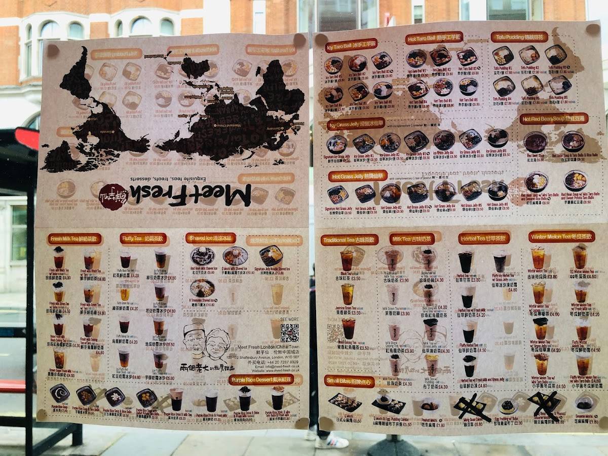 Menu at Meet Fresh restaurant, London