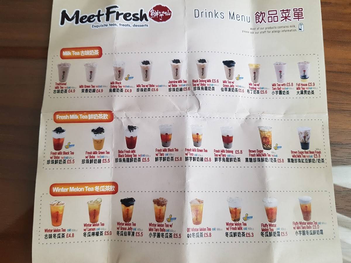 Menu at Meet Fresh restaurant, London