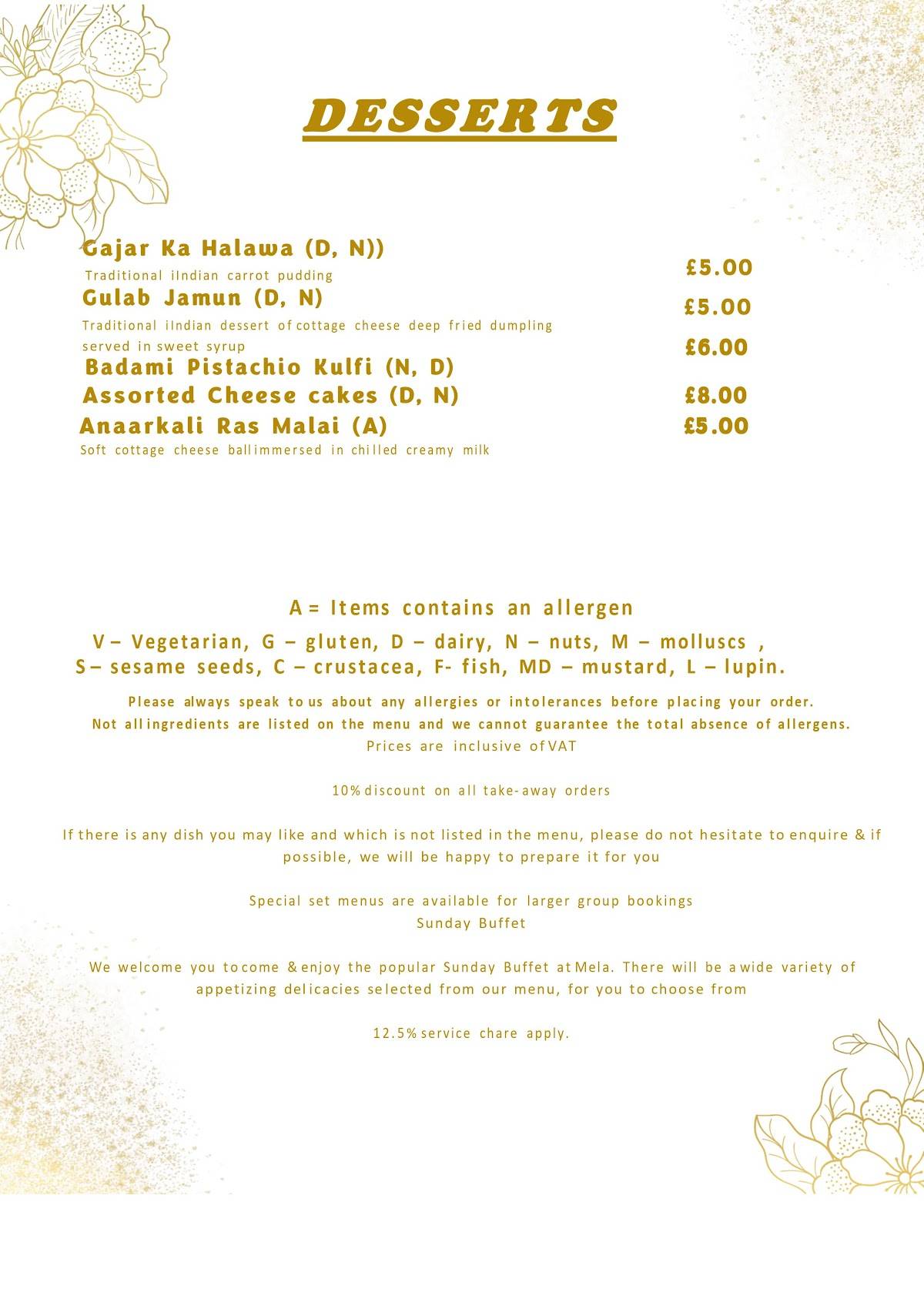 Menu at Mela Restaurant Fine Dining Restaurant in Ealing Best Indian ...