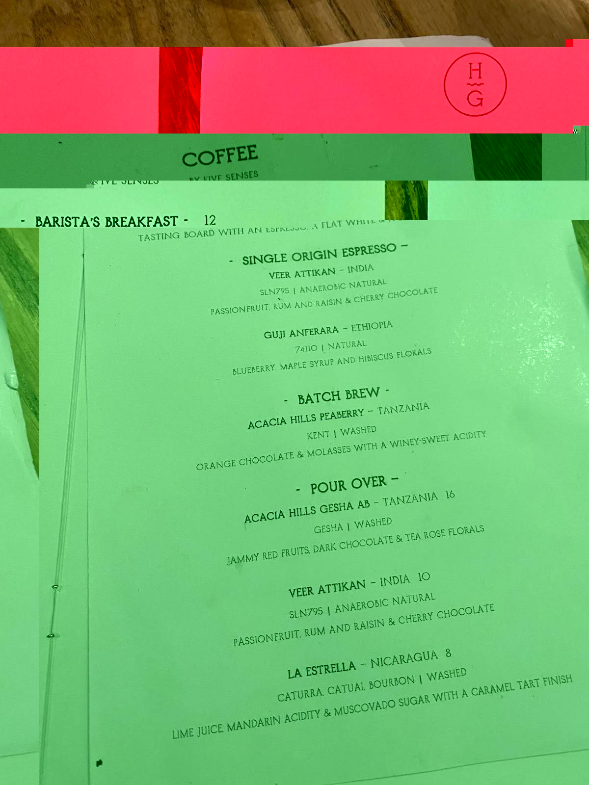 Menu at Higher Ground cafe, Melbourne