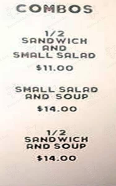 Menu at Zuppa cafe, Melbourne