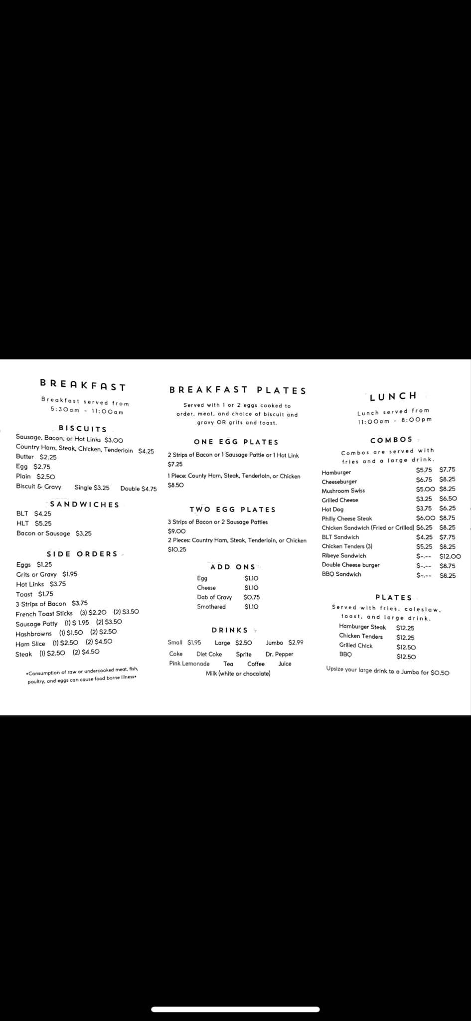 Menu at Memaws Country Kitchen restaurant, Gainesville