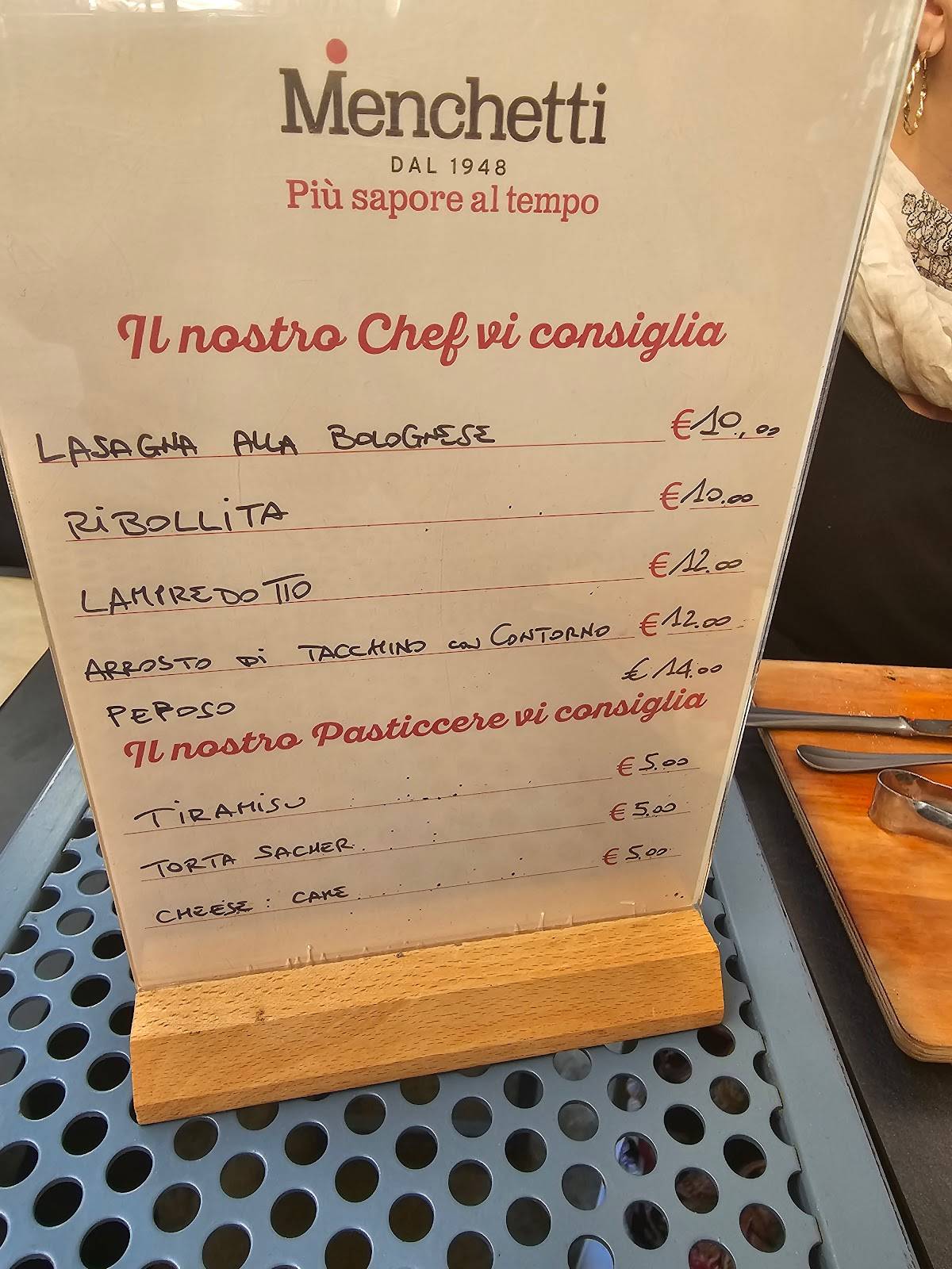 Carta del pub y bar Menchetti Firenze, Florencia