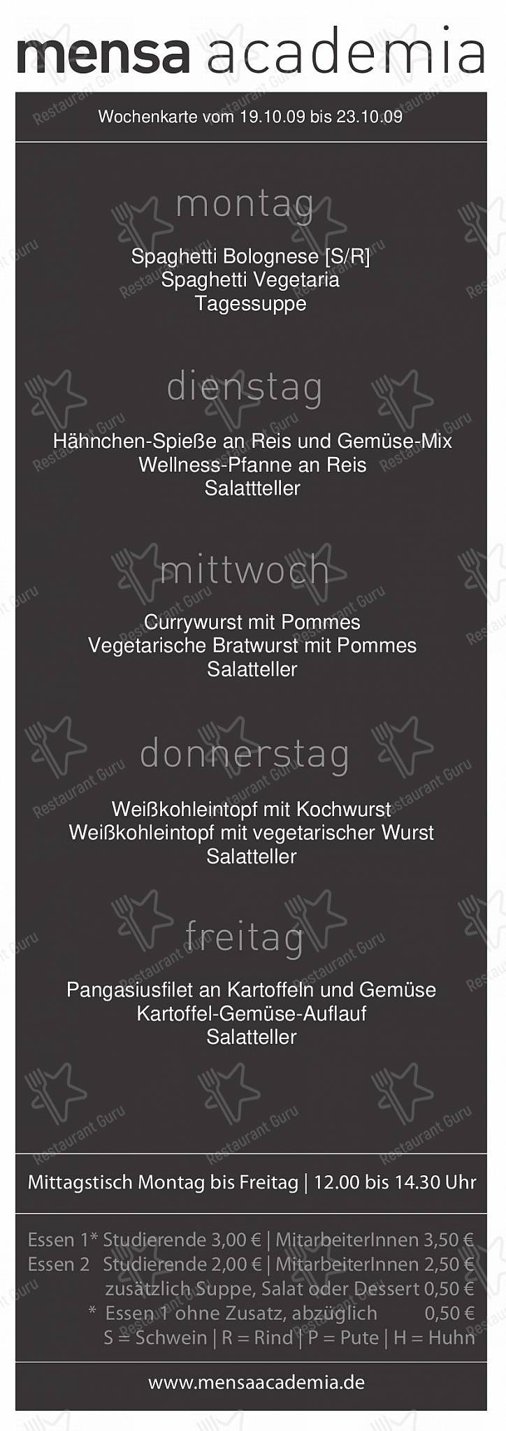Speisekarte von Mensa 13 cafeteria, Bremen