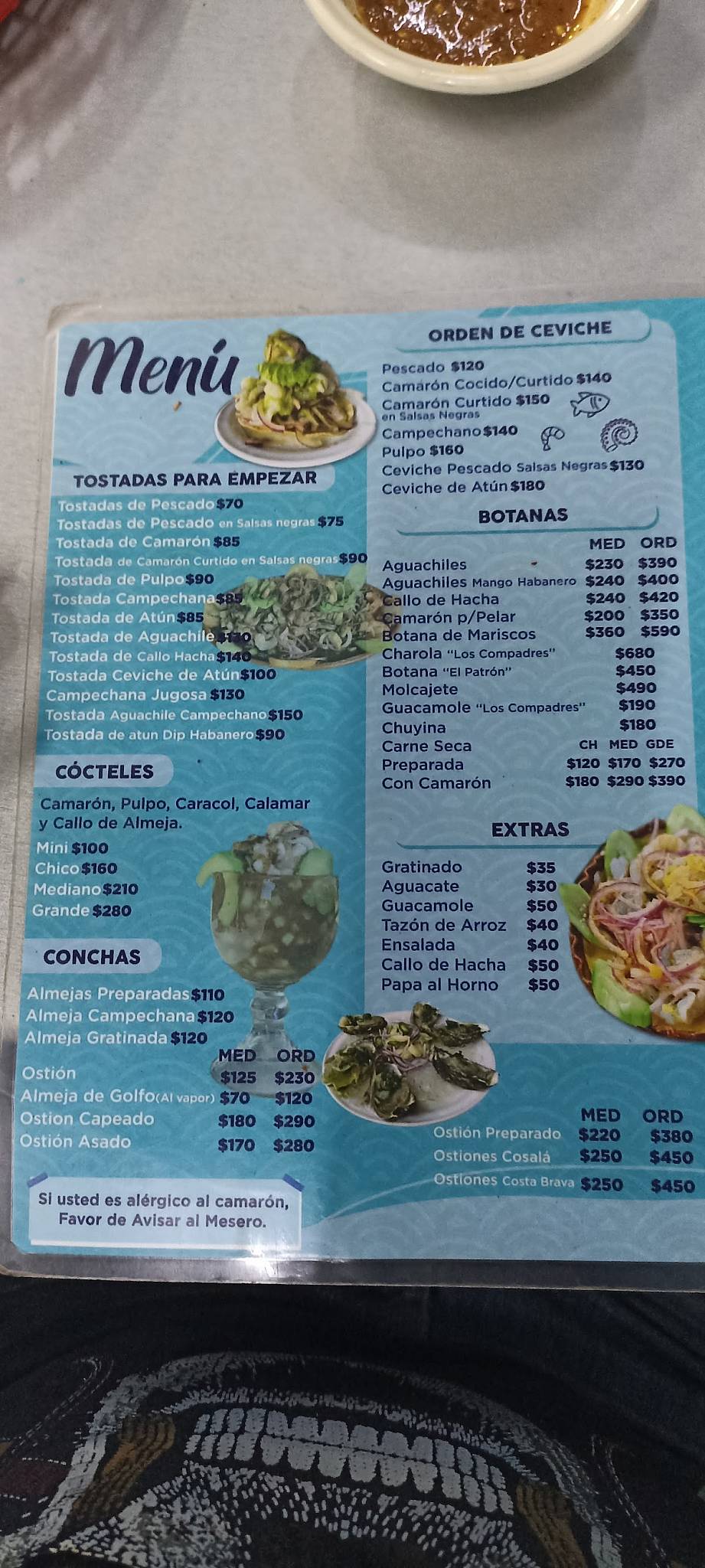 Menu at Mariscos Los Compadres restaurant, Mexicali, Av Pdte Gómez ...