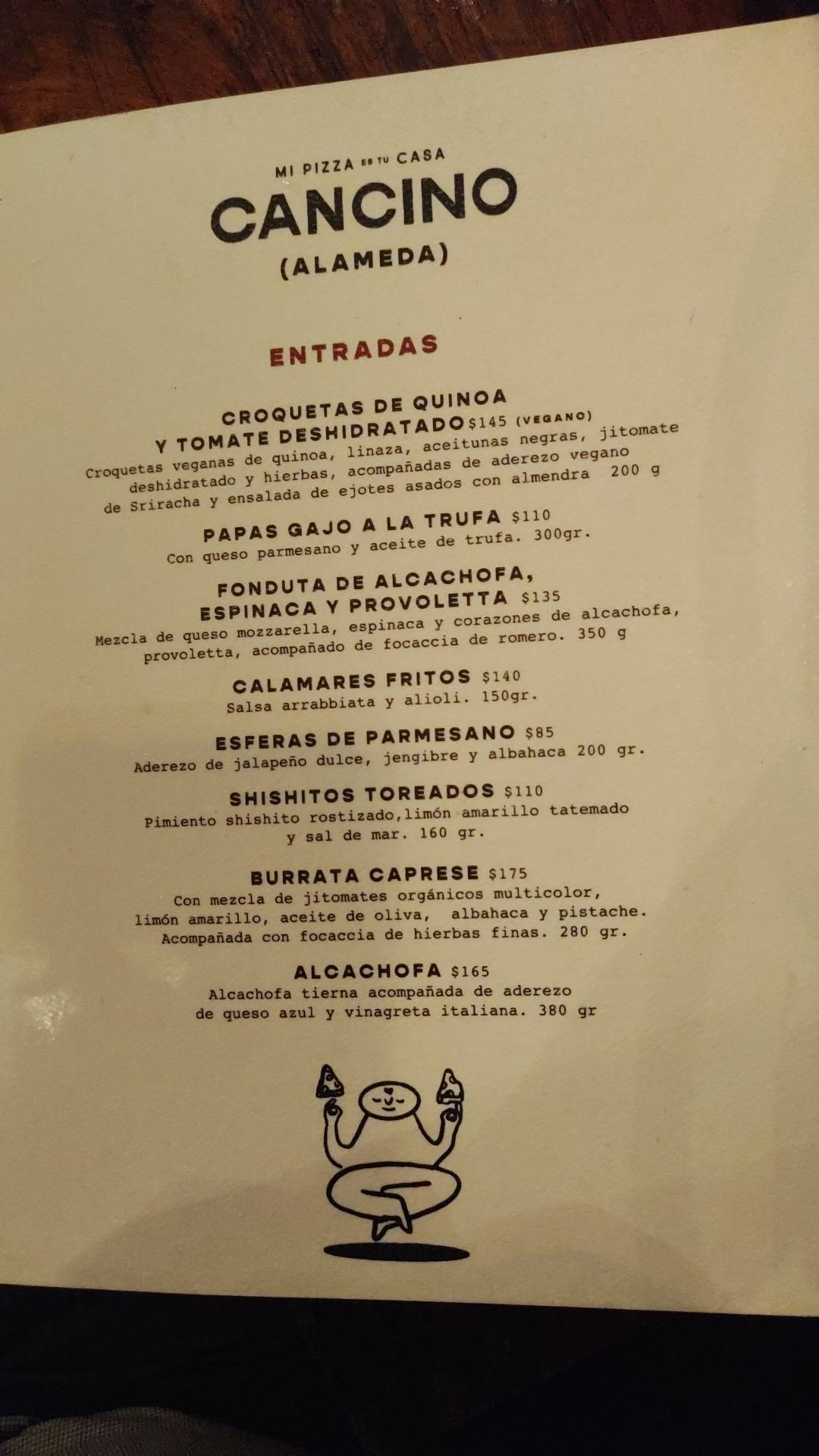 Carta del pub y bar Cancino Alameda, Ciudad López Mateos